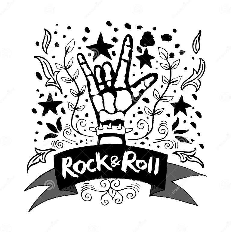 Rock and Roll hand sign stock vector. Illustration of emblem - 83208332