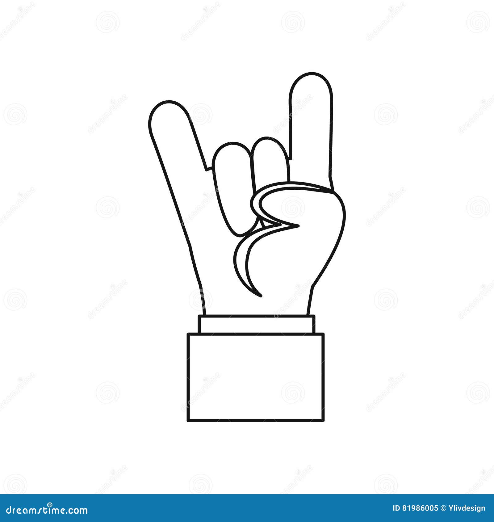 Rock and Roll Hand Sign Icon, Outline Style Stock Vector - Illustration ...