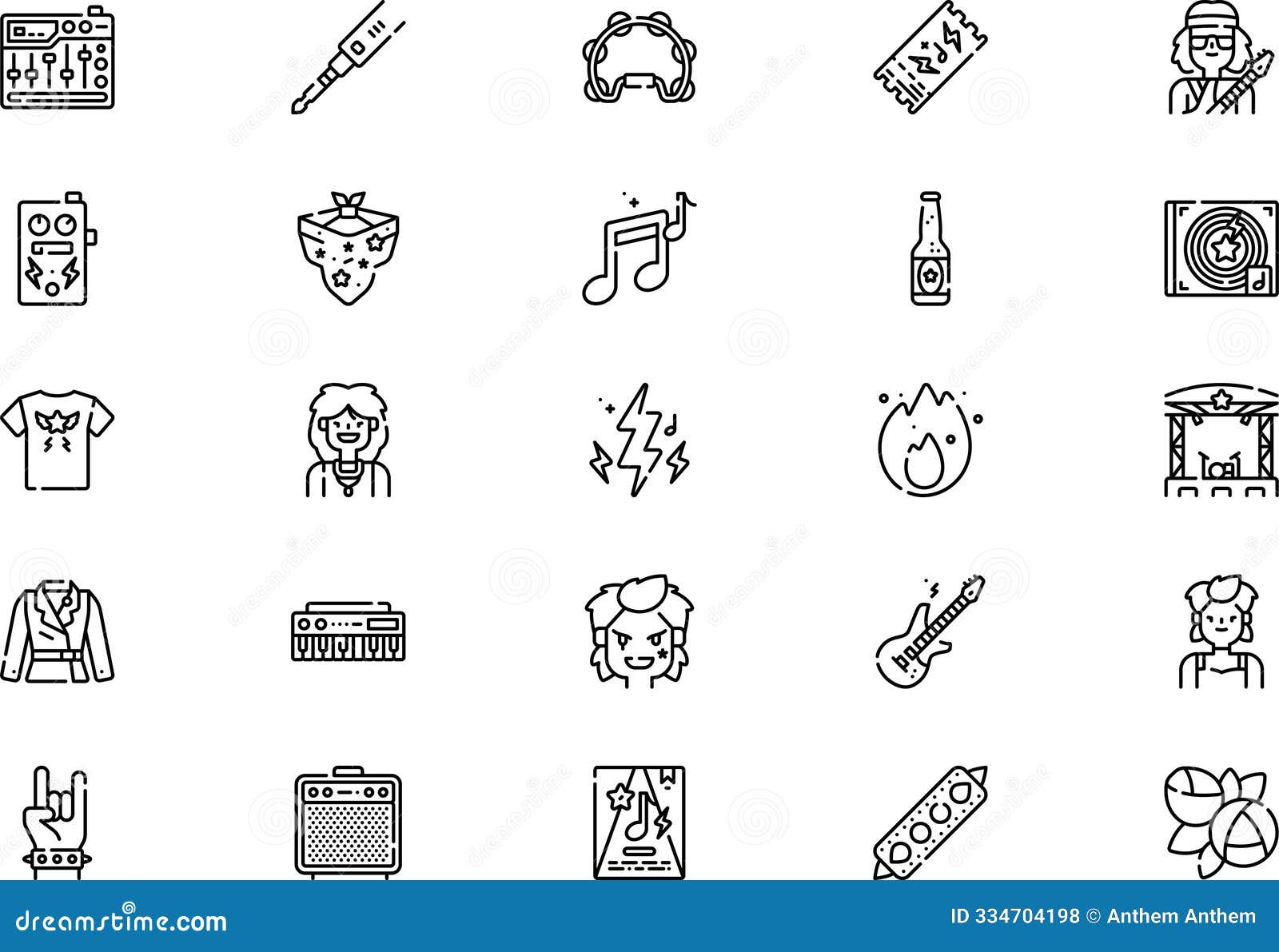 Rock and Roll Icons Collection is a Vector Illustration with Editable ...