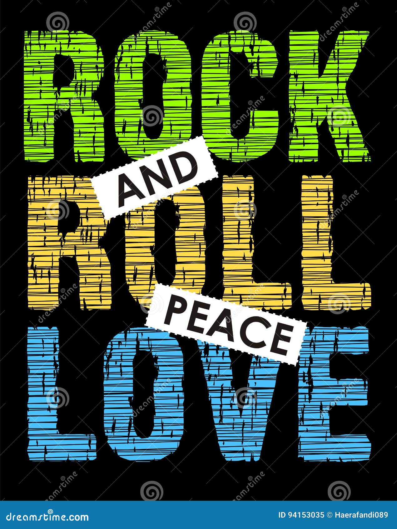 Rock and Roll Peace Love, Vector Image Stock Illustration ...