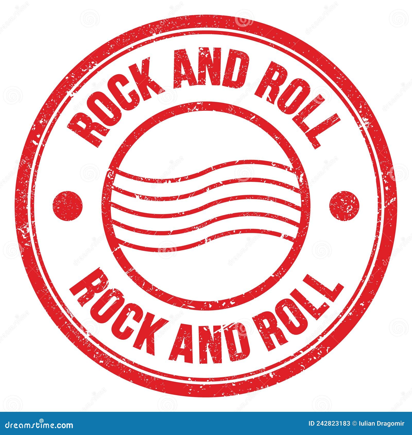 ROCK and ROLL Text Written on Red Round Postal Stamp Sign Stock ...