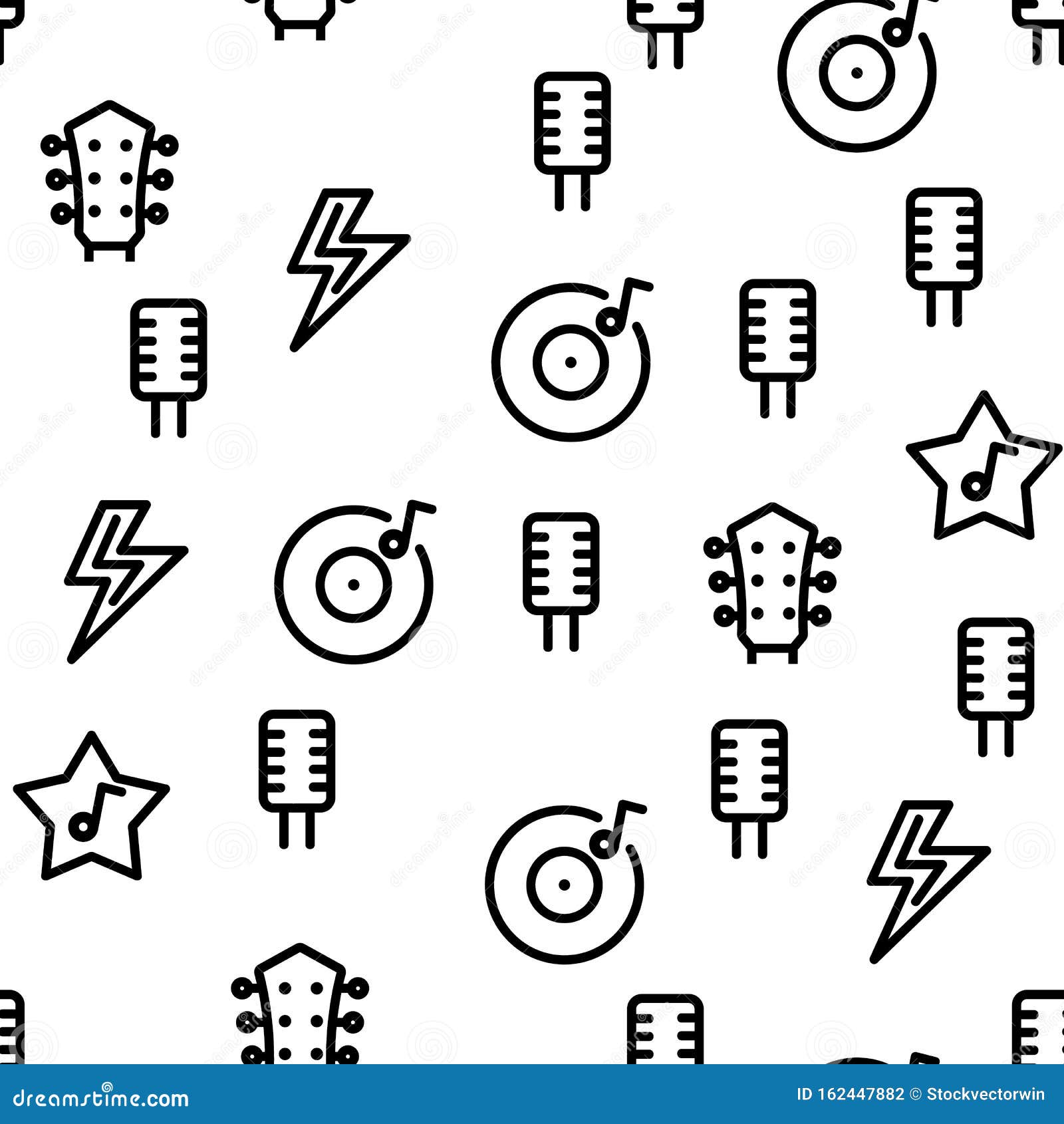 Rock and Roll Vector Seamless Pattern Stock Vector - Illustration of ...