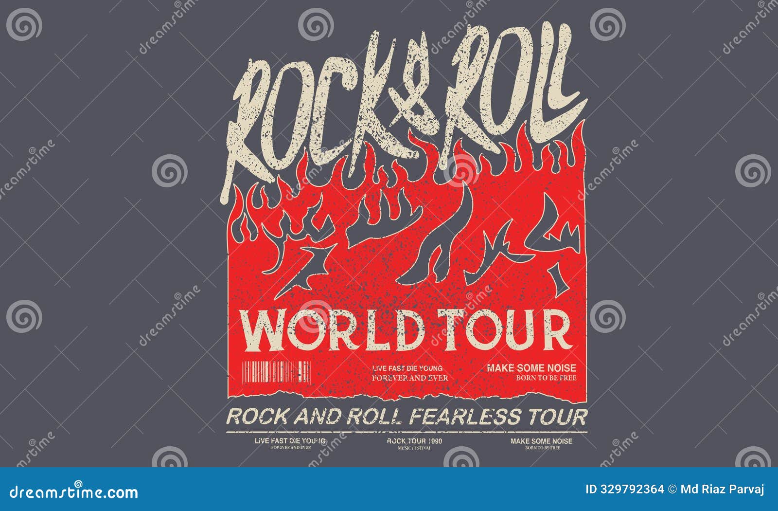 Rock and Roll with Wing Logo Artwork for Apparel and Others. Stock ...