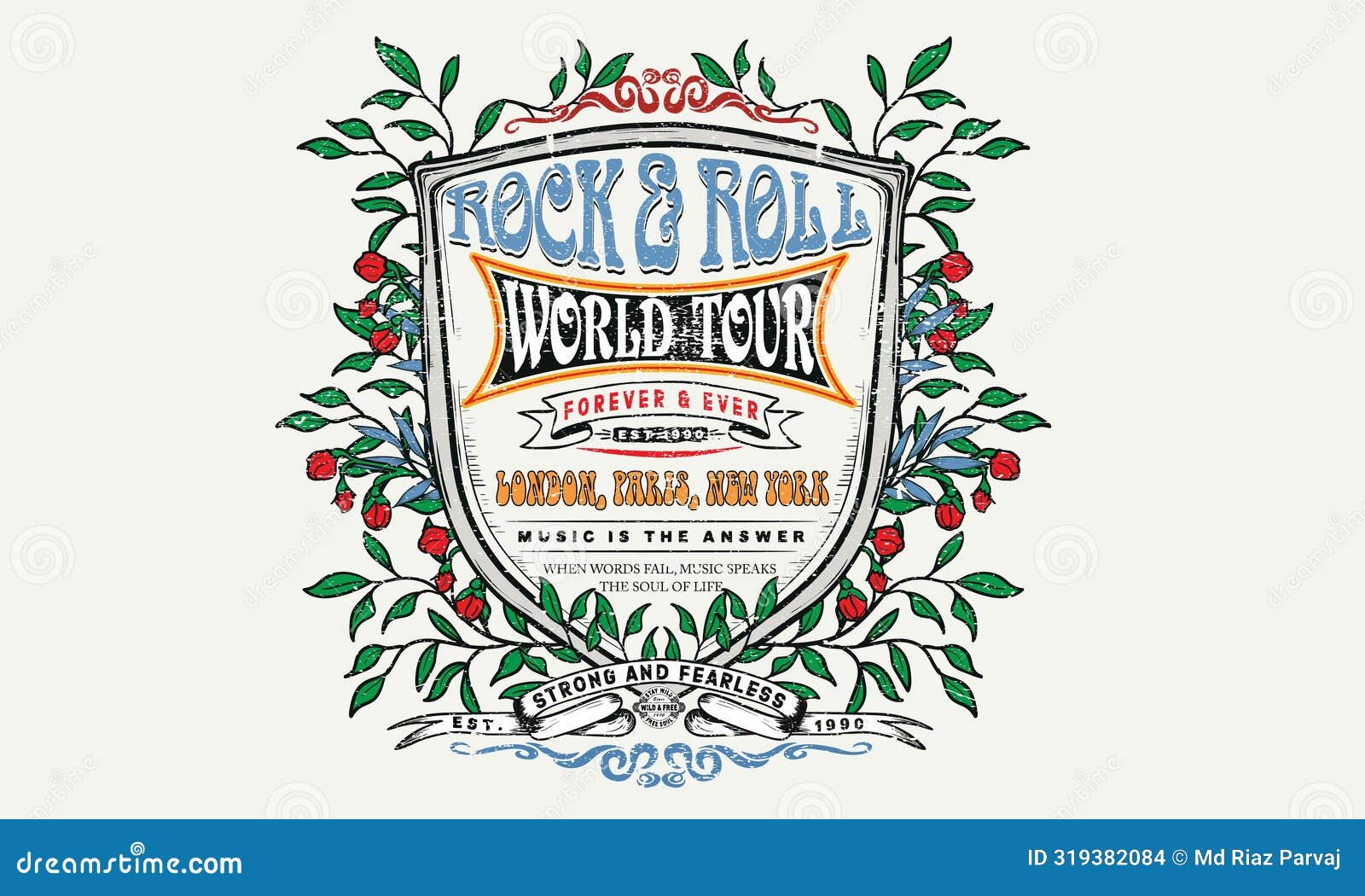Rock and Roll World Tour Artwork. Stock Vector - Illustration of ...