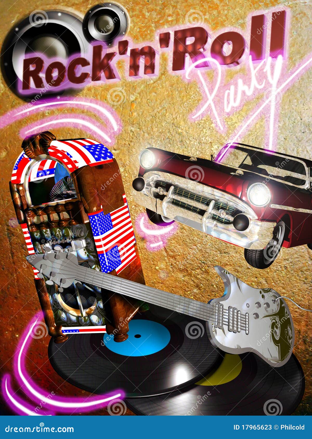 Rock-and-Rollparty stock abbildung. Illustration von kompilation - 17965623