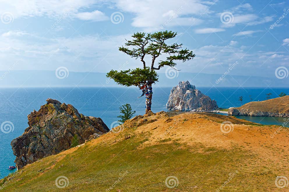 Rock Samanka on Island Olkhon Stock Image - Image of cape, beautifully ...