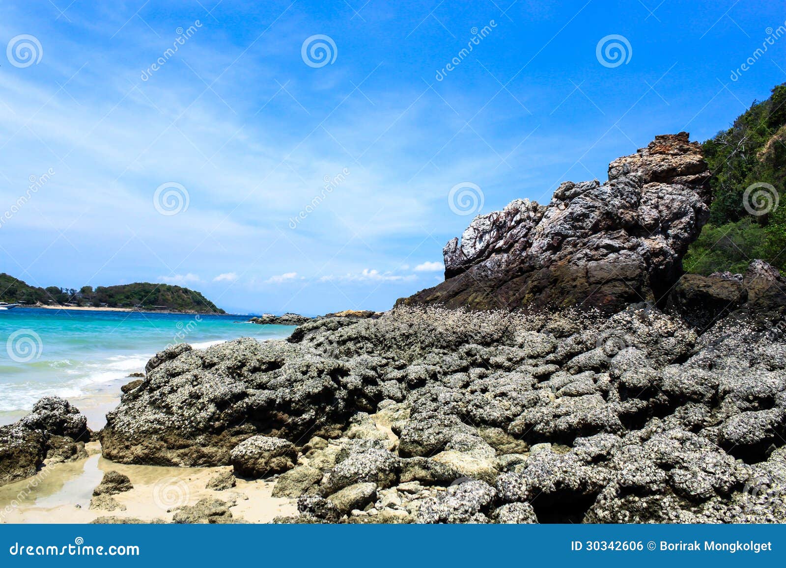 Rock and sand beach stock photo. Image of blue, nature - 30342606
