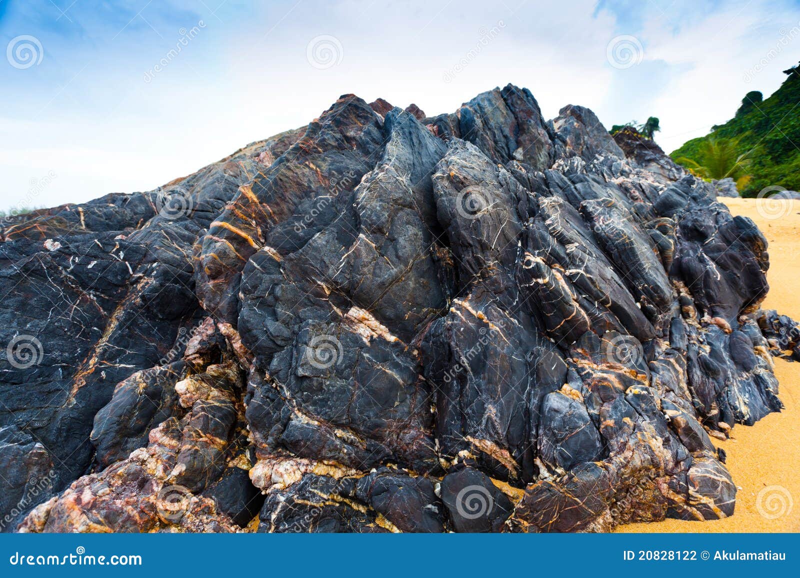 Rock and sandy beach stock photo. Image of horizon, ripple - 20828122