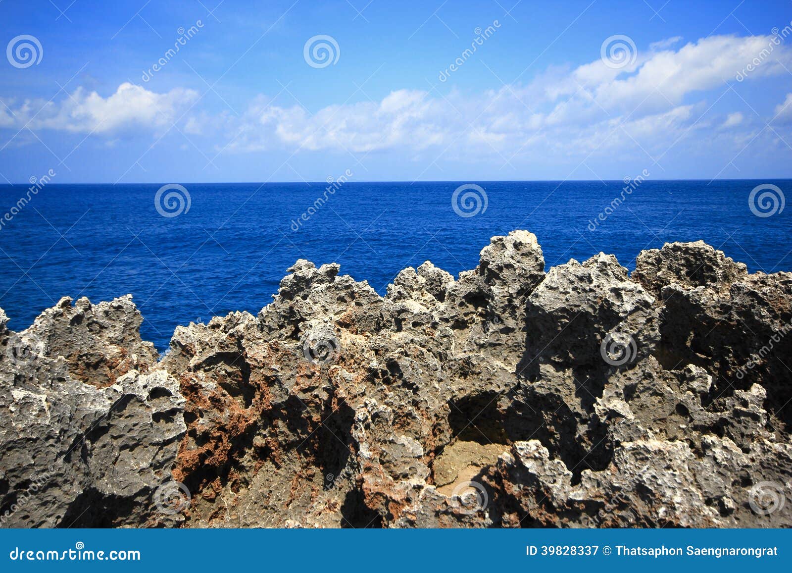 Rock Sea Ocean Island Blue Sky Stock Image - Image of water, horizon ...