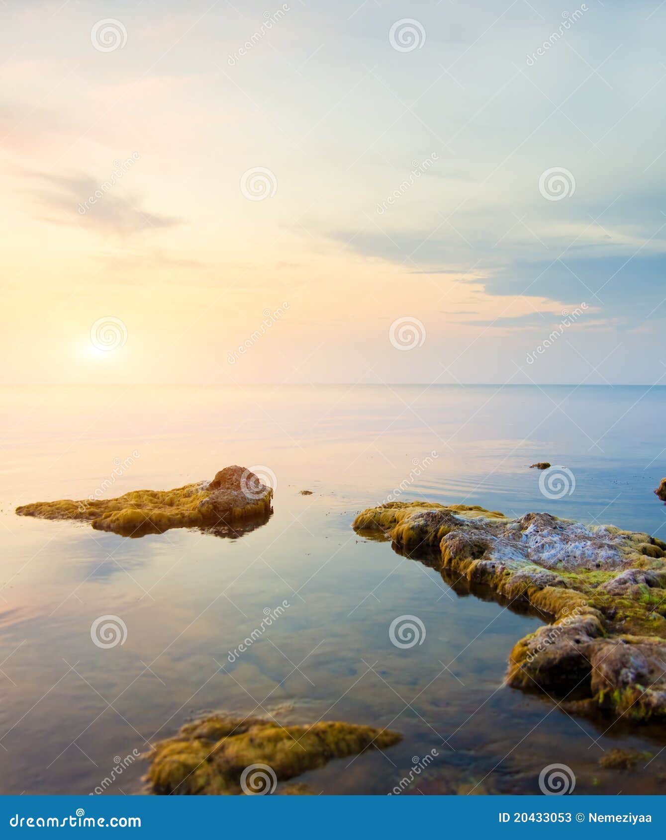 Rock in sea on sunset. stock image. Image of ocean, landscape - 20433053