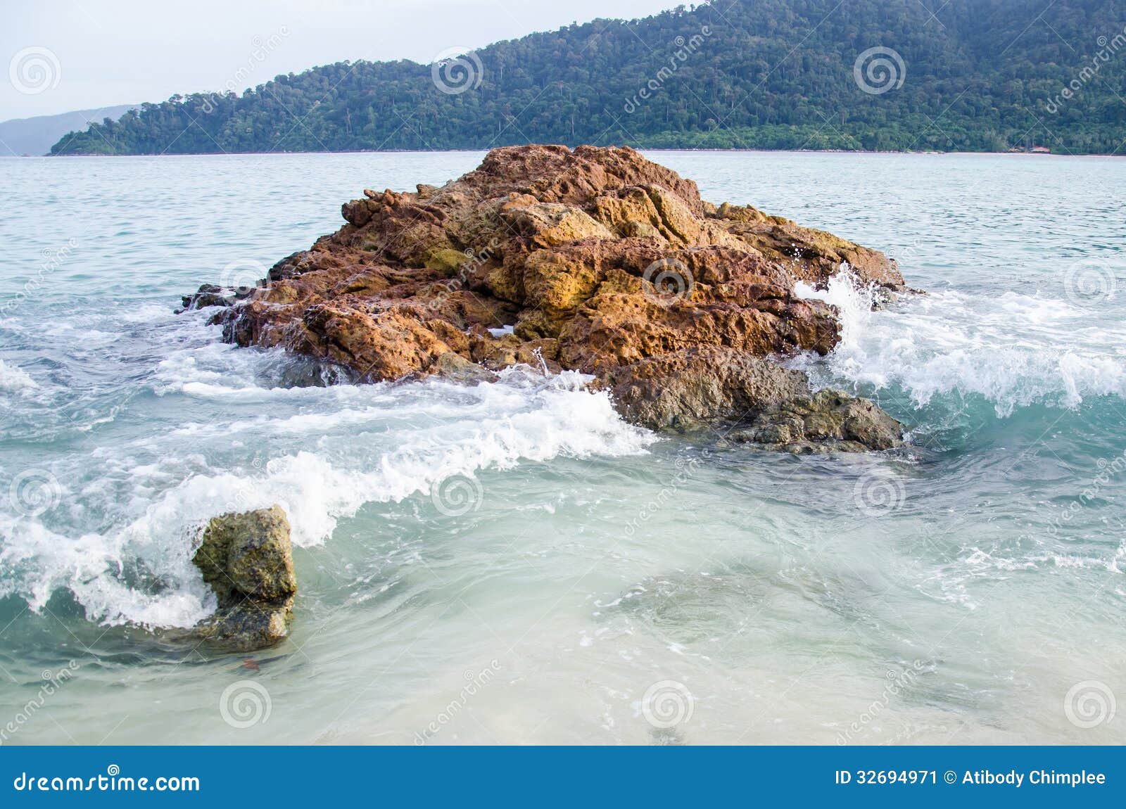 Rock in sea stock image. Image of pebble, promenade, mediterranean ...
