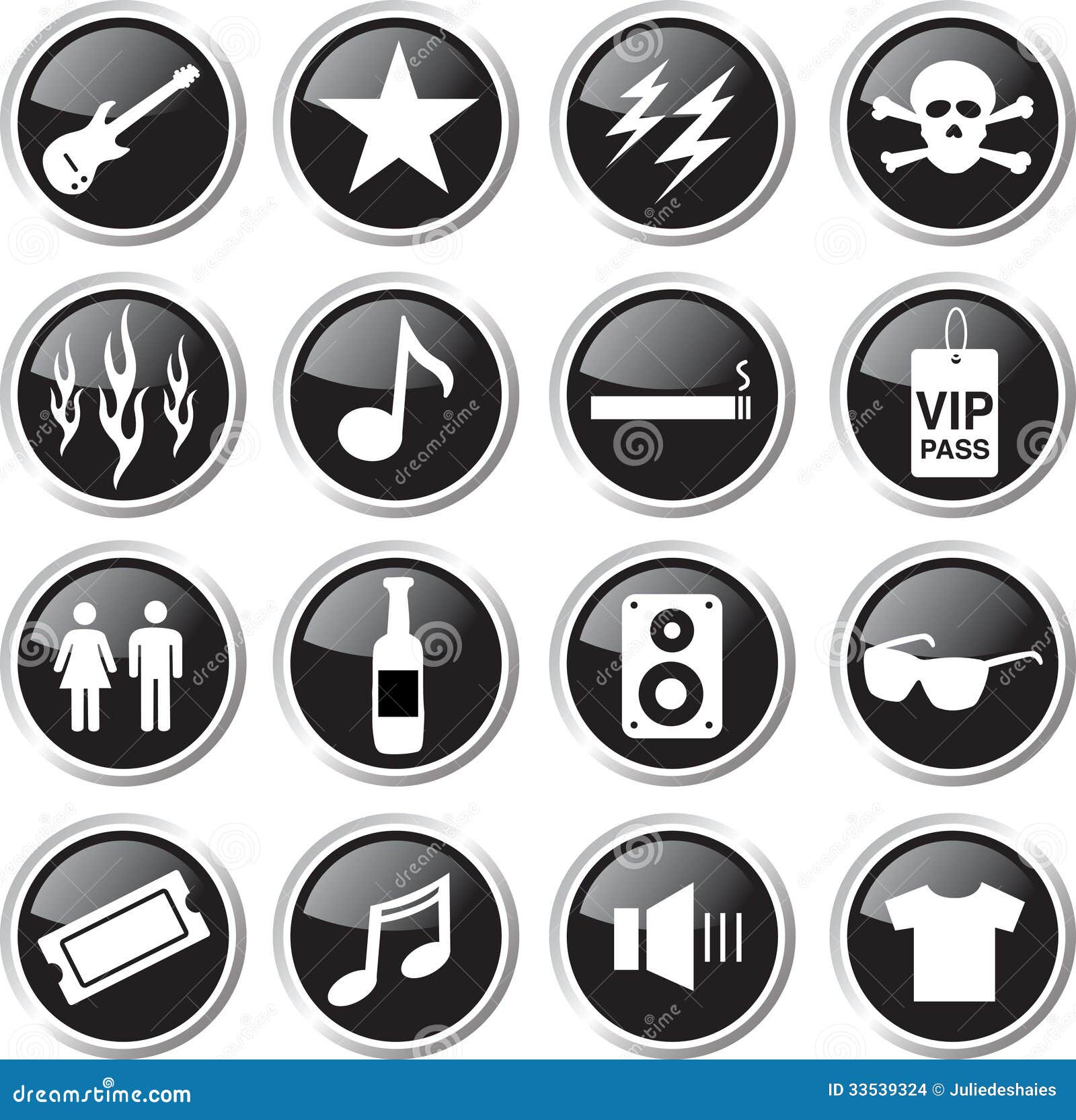 Rock show concert icon set stock vector. Illustration of event - 33539324