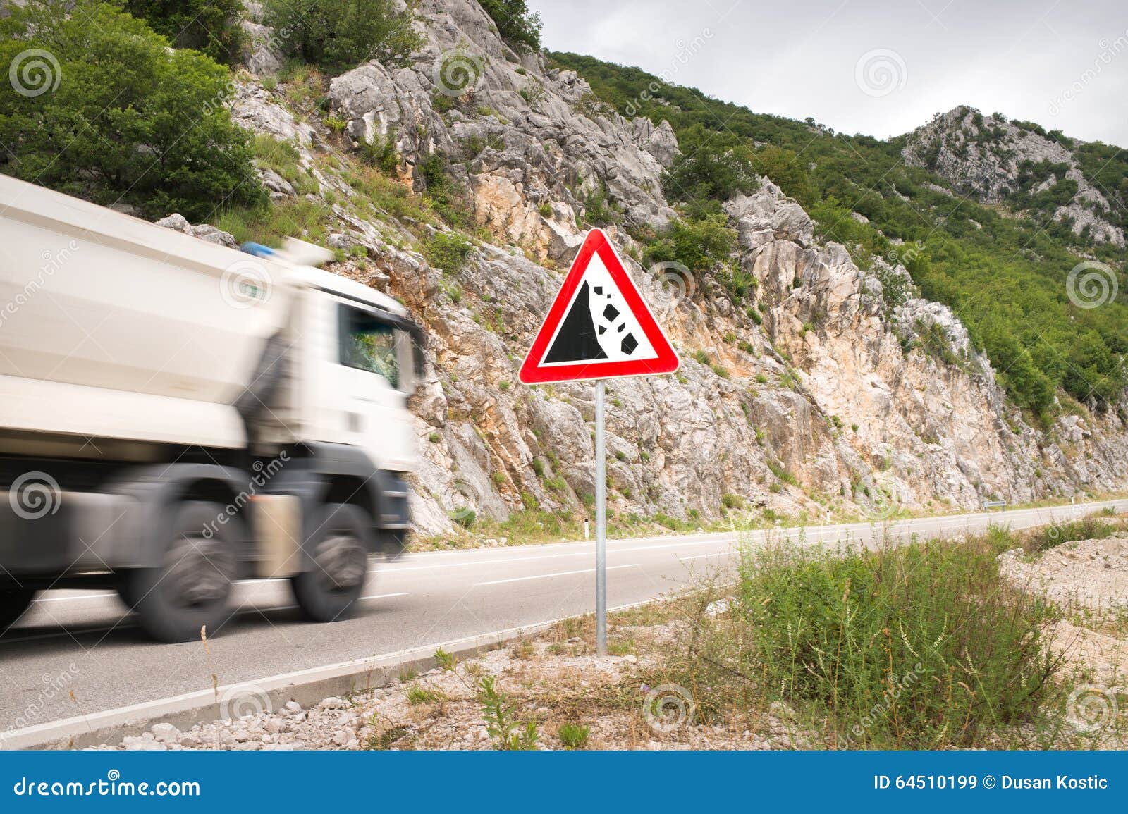 Rock slide sign stock image. Image of highland, danger - 64510199