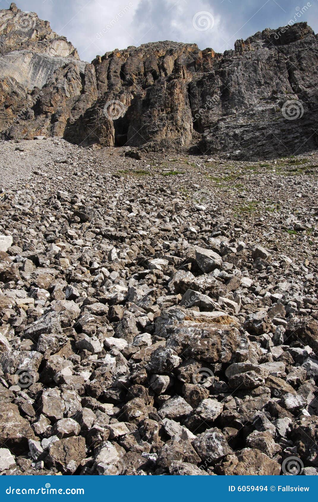 Rock slide under cliff stock photo. Image of landscape - 6059494