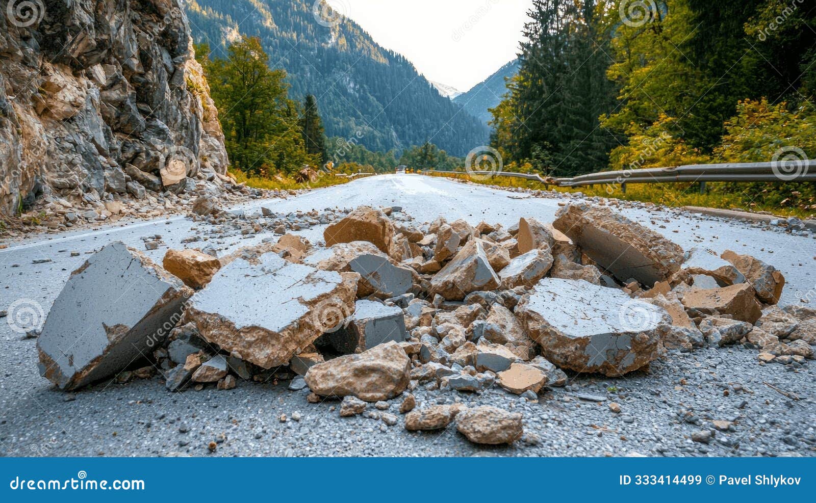 Rock Sliding Blocks the Road Stock Image - Image of path, boulder ...
