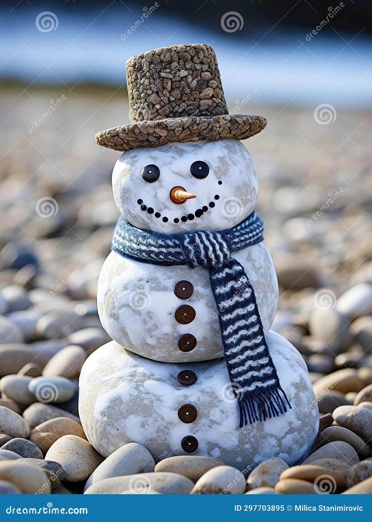 Rock Solid Snowman: Creative Winter Stone Sculpture Stock Illustration ...