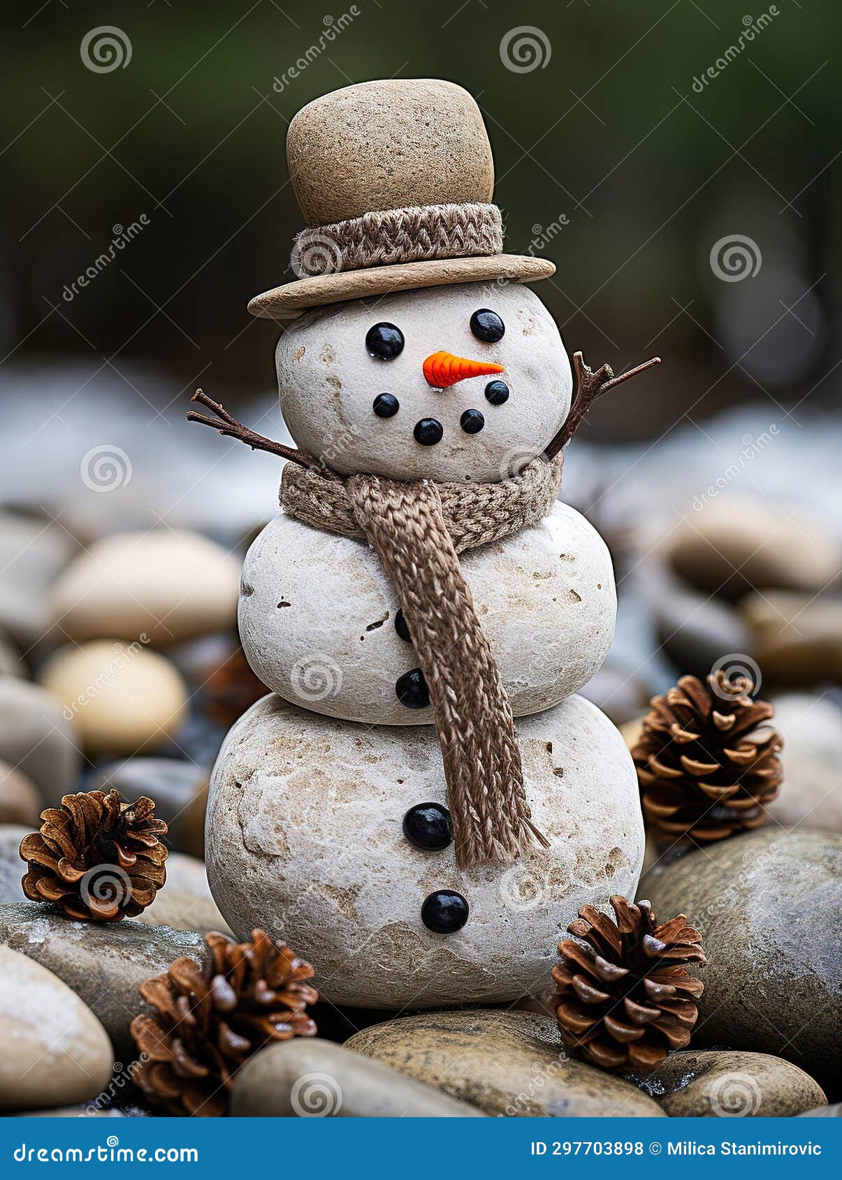 Rock Solid Snowman: Creative Winter Stone Sculpture Stock Illustration ...