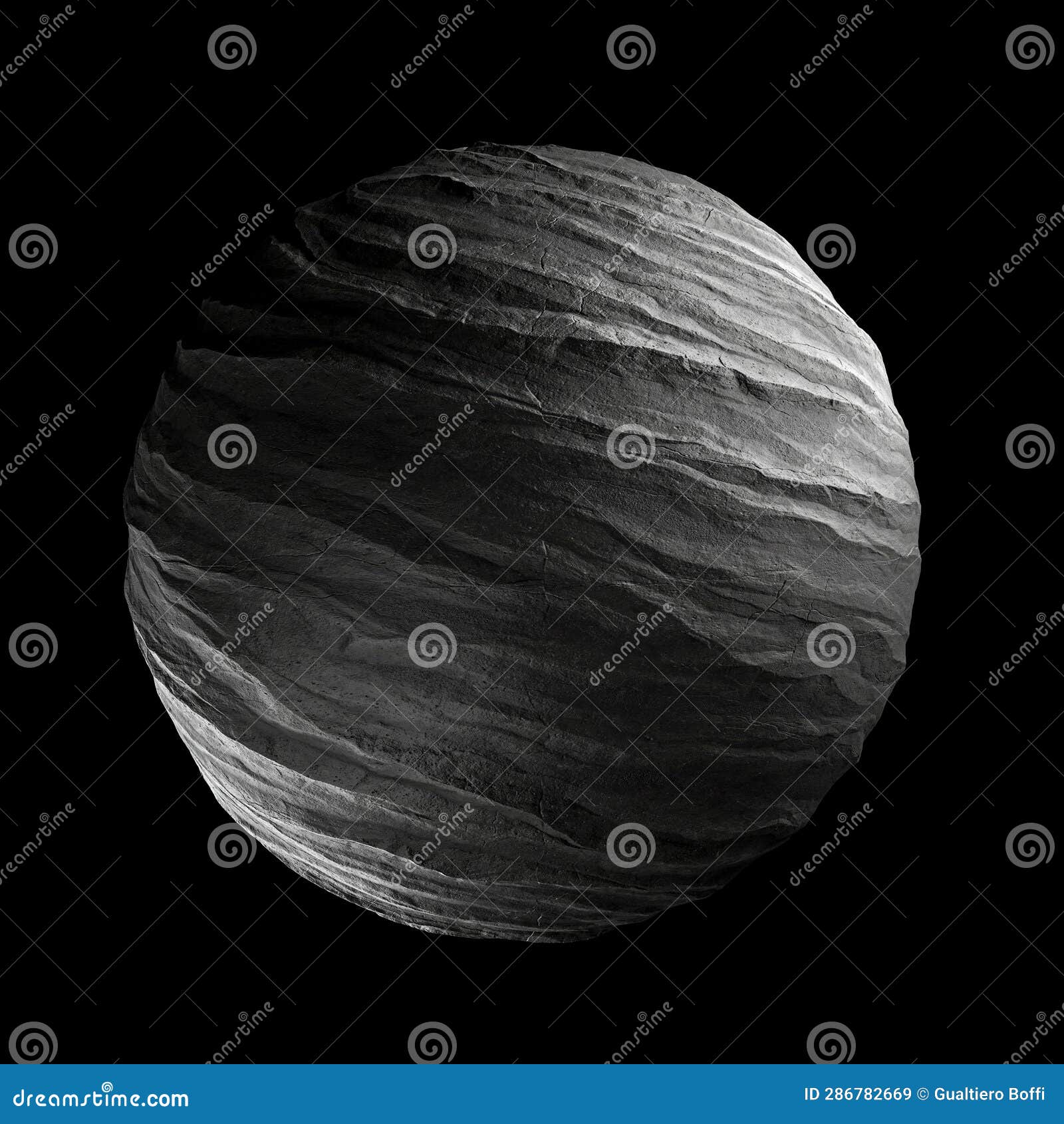 Rock Sphere on a Black Background Stock Illustration - Illustration of ...