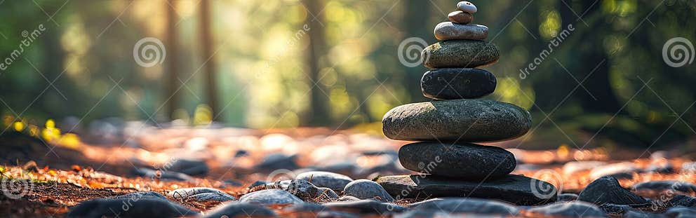 Rock Stack in Forest Clearing Stock Illustration - Illustration of ...