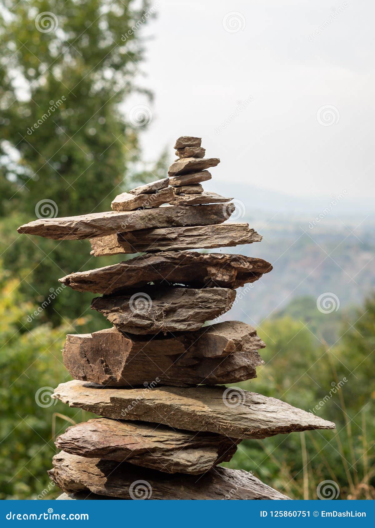 Rock Stack in the Forest Overlooking a Landscape Stock Image - Image of ...