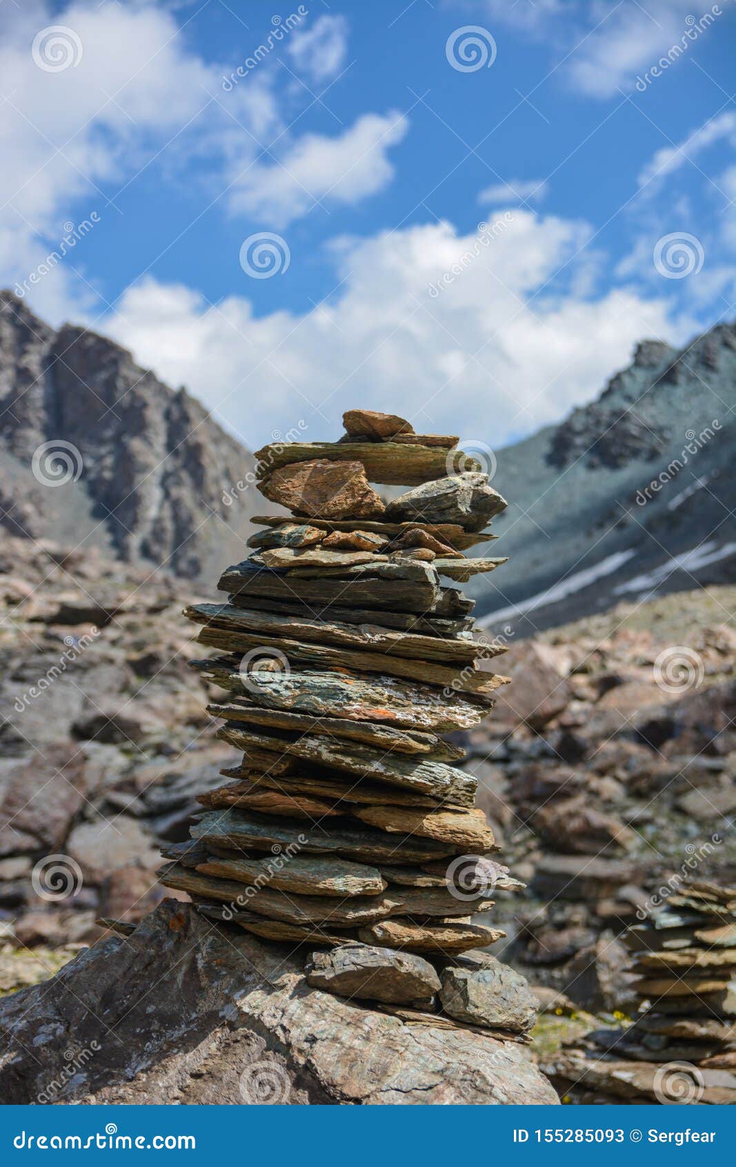 Rock Stack at High Mountains. Track in the Nature Stock Image - Image ...