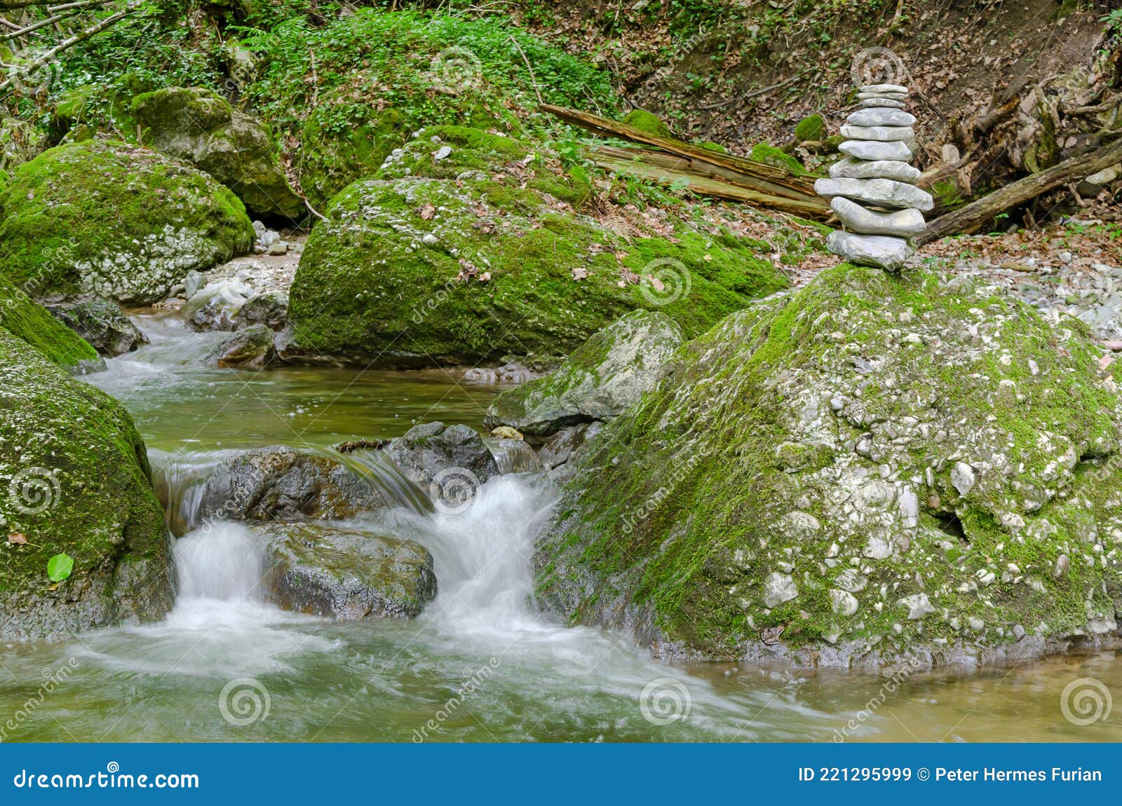 Stacked Rocks Into A Standing Still Formation, Pebbles By The Beach Put ...