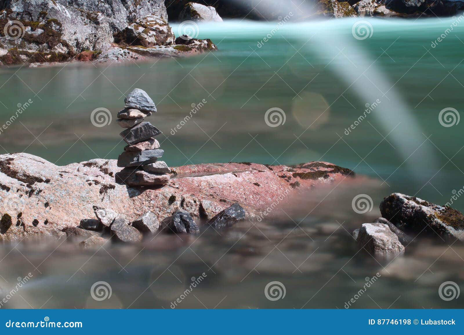 Rock stack in river stock photo. Image of stream, river - 87746198
