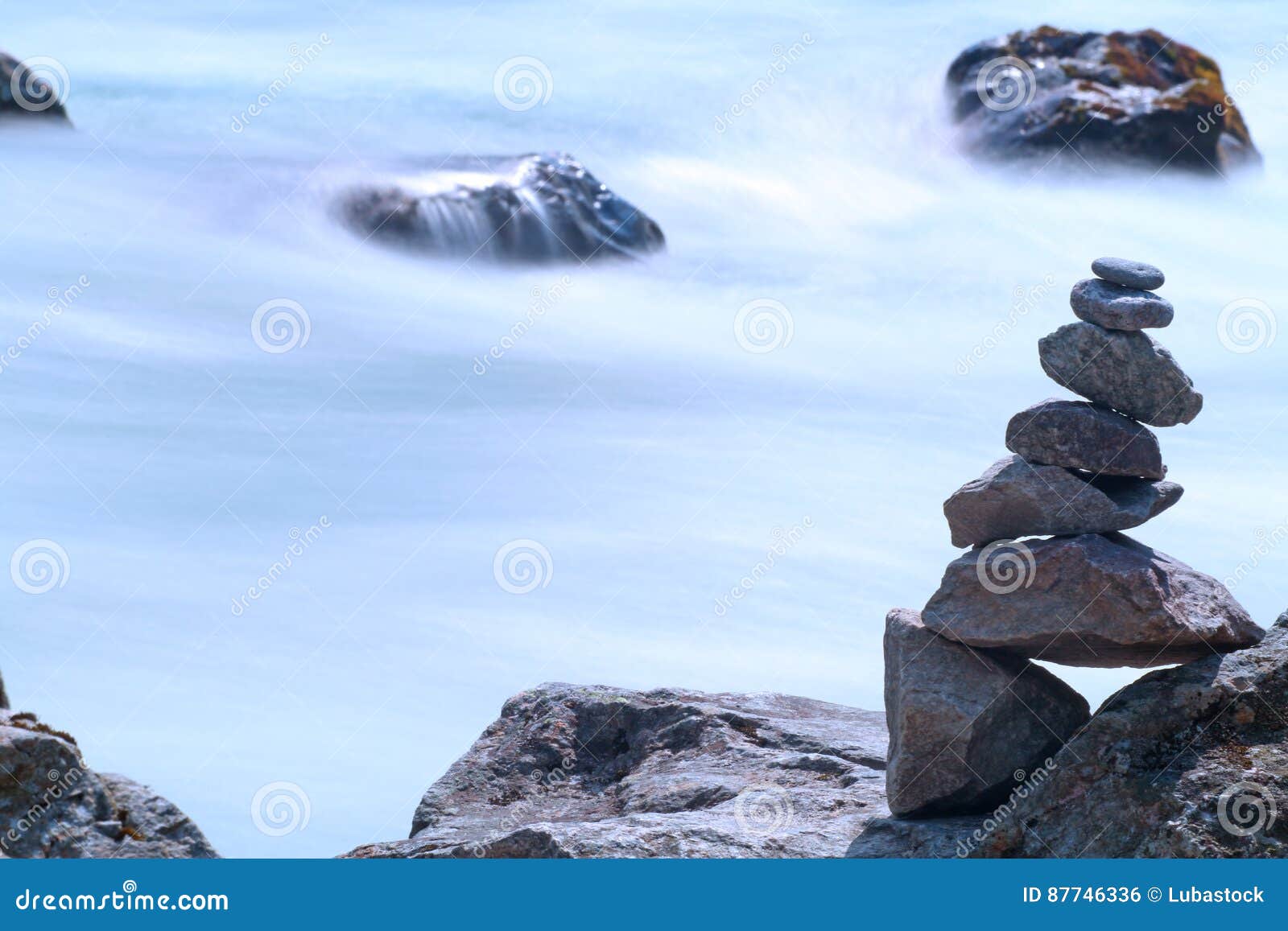 Rock stack in river stock photo. Image of bokeh, relax - 87746336