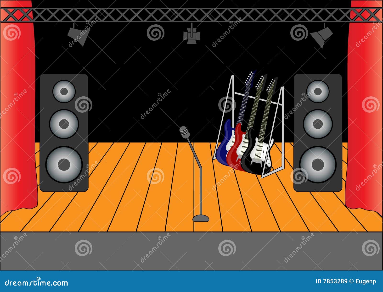 Rock stage stock vector. Illustration of performance, guitar - 7853289