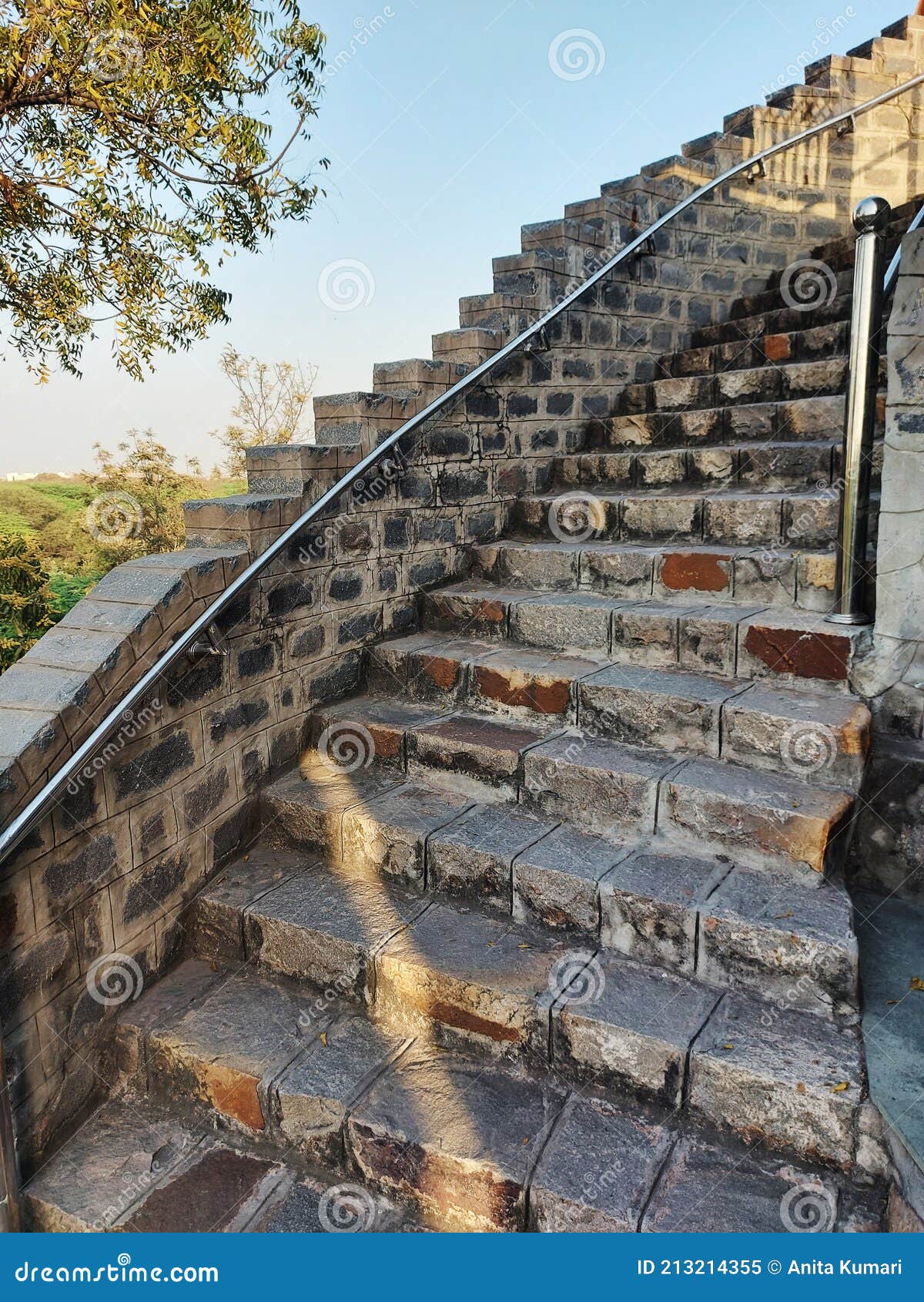 A rock stair in the park stock image. Image of plaster - 213214355