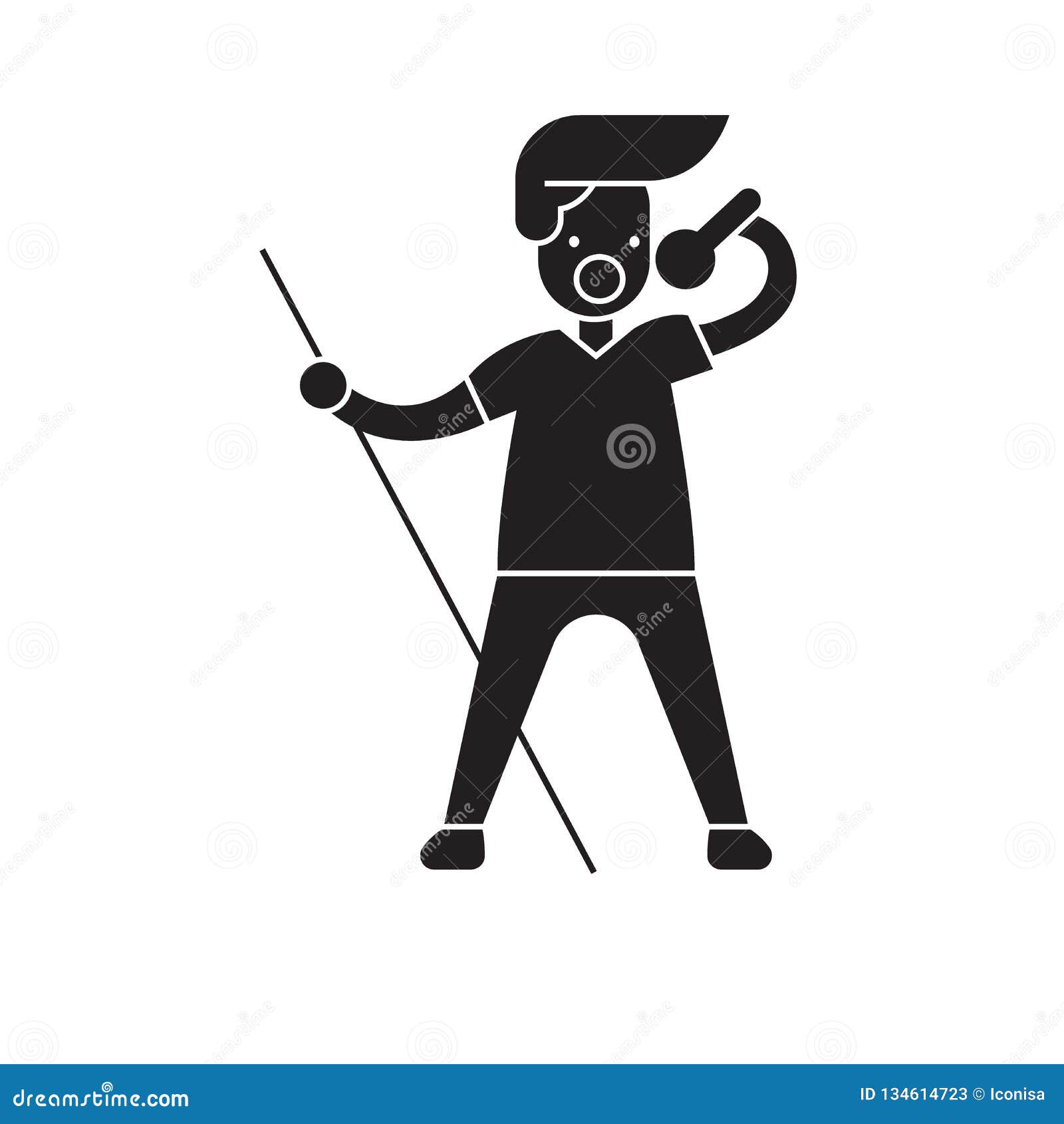 Rock Star Black Vector Concept Icon Rock Star Flat Illustration Sign