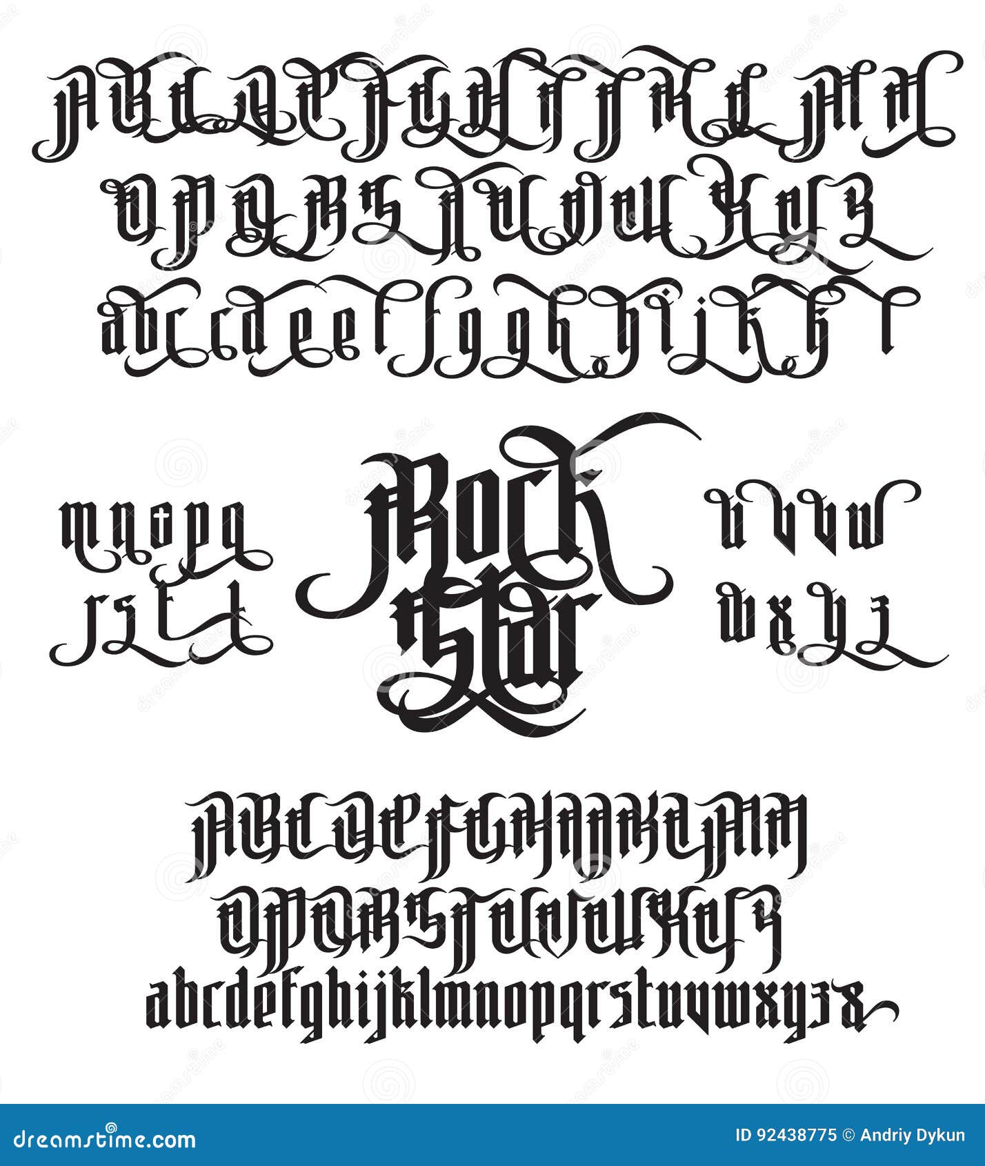Gothic Font Alphabet Type Royalty Free Vector Image