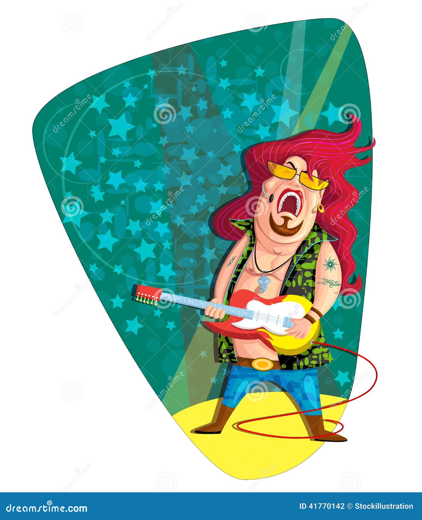 Rock star with guitar stock vector. Illustration of party - 41770142