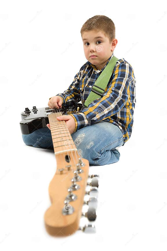 Rock star kid stock image. Image of instrument, background - 36088733