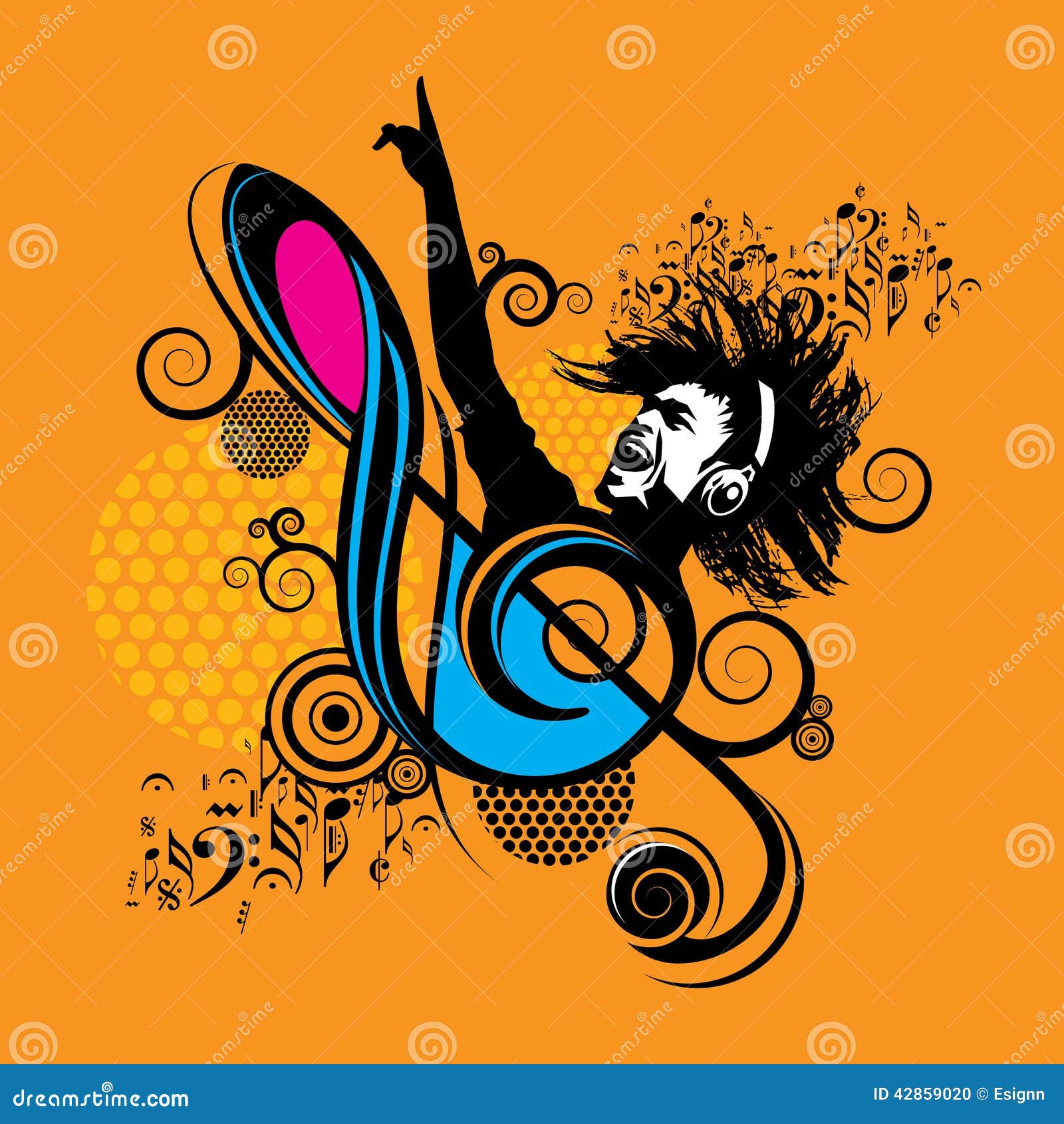Rock Star Performing on Abstract Background Stock Vector - Illustration ...