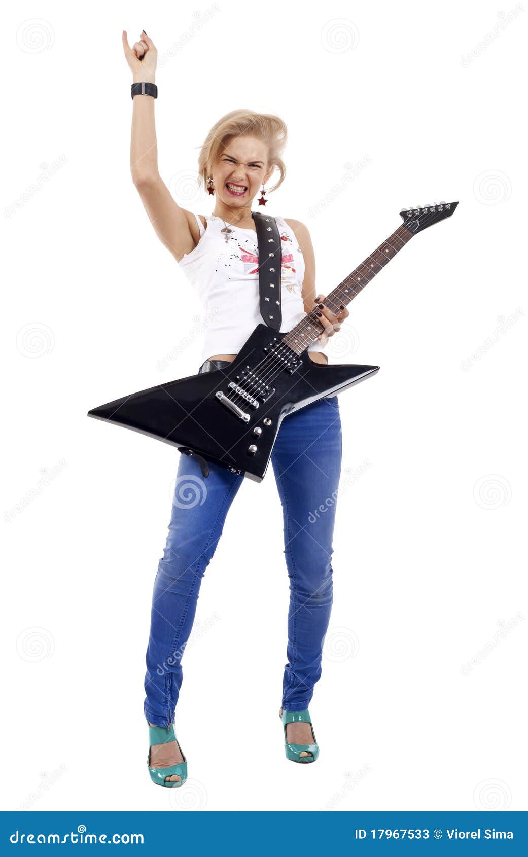 Rock Star Playing the Guitar Stock Image - Image of bass, rocker: 17967533