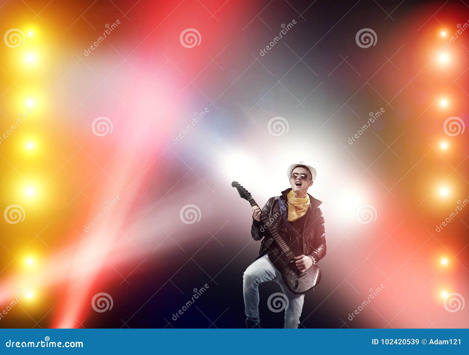 Rock star on stage stock image. Image of singer, performance - 102420539