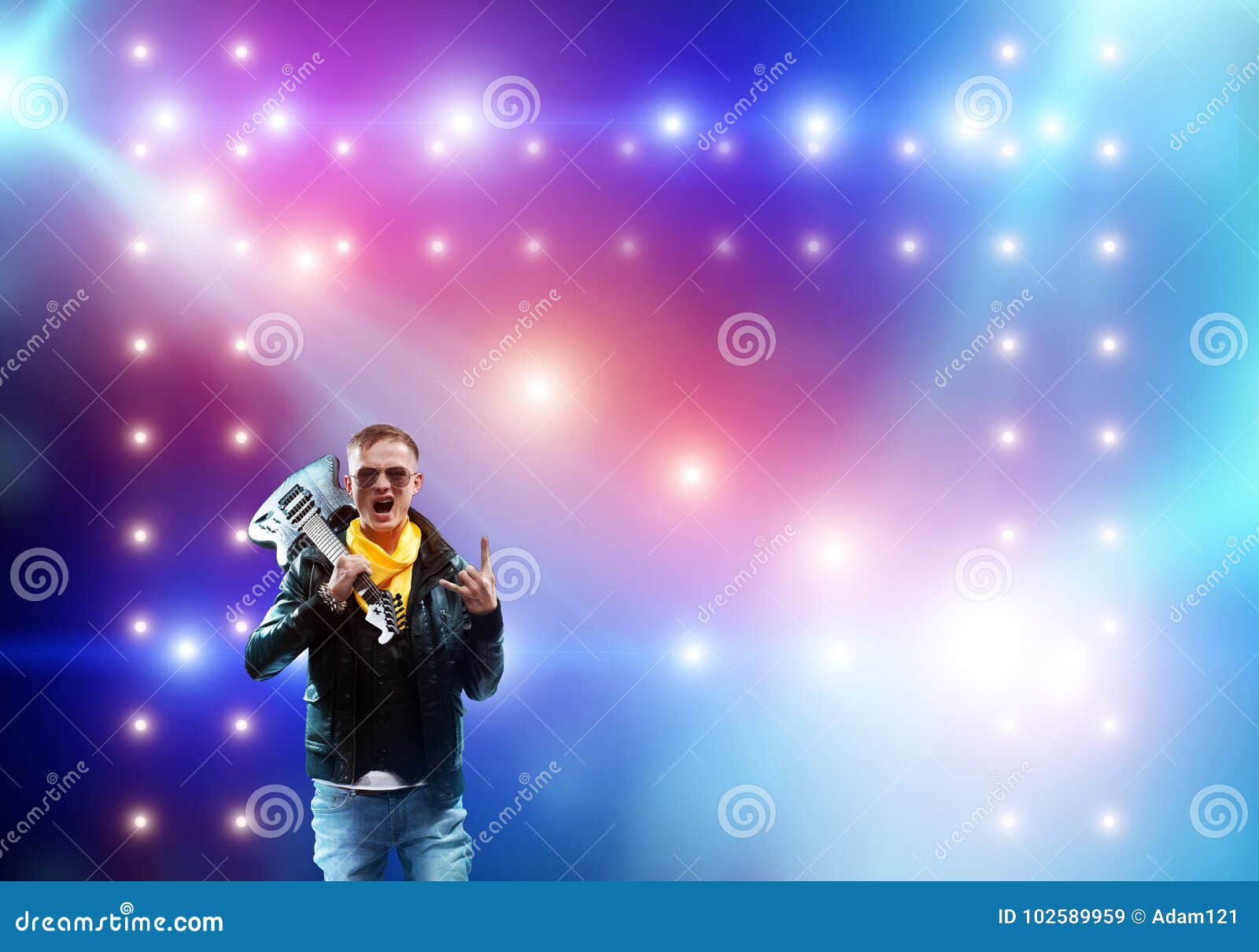 Rock star on stage stock image. Image of hard, music - 102589959
