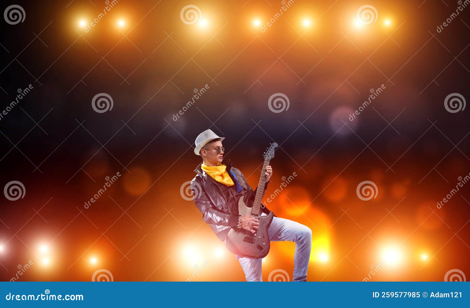 Rock star on stage stock image. Image of rocker, jeans - 259577985