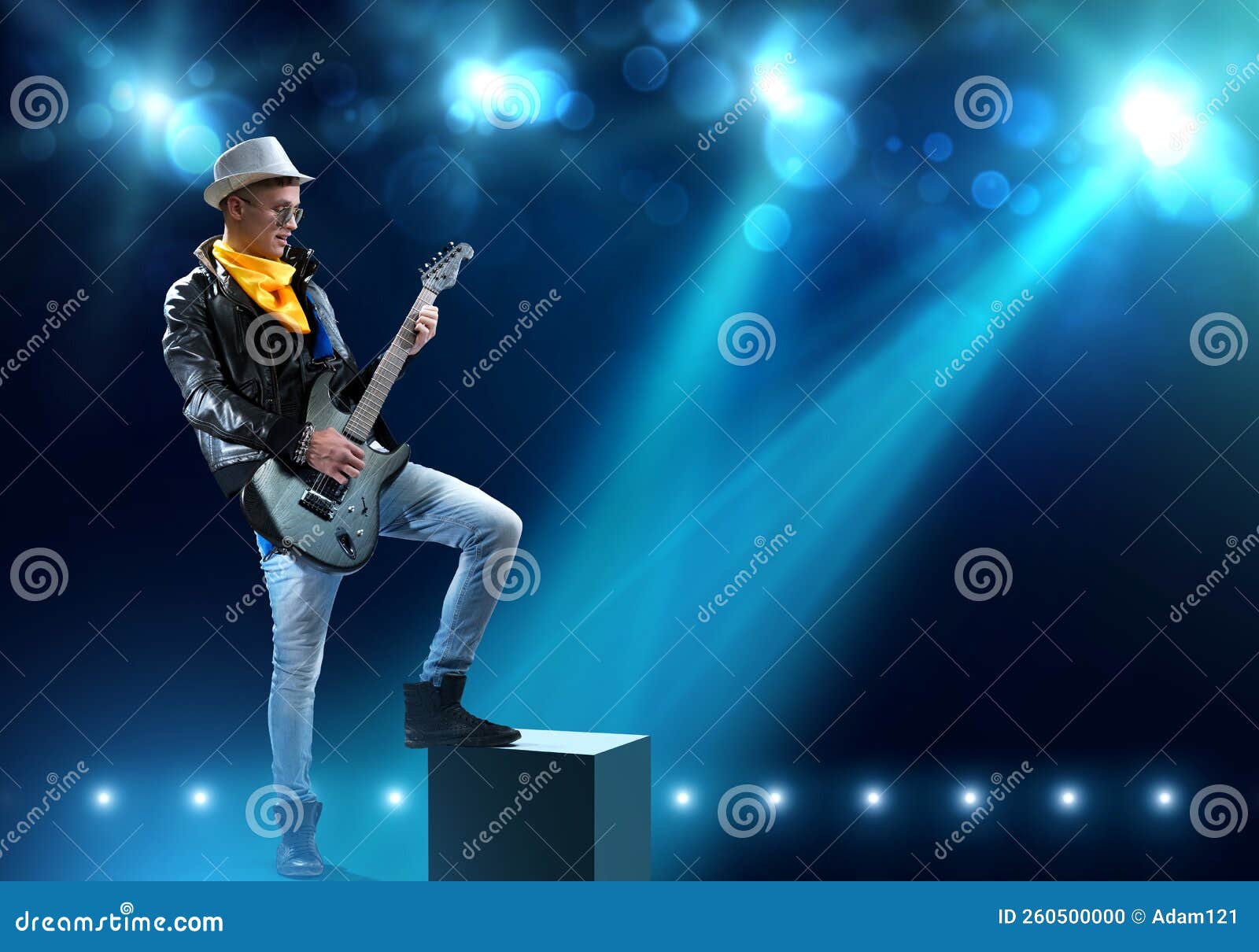 Rock star on stage stock photo. Image of glory, instrument - 260500000