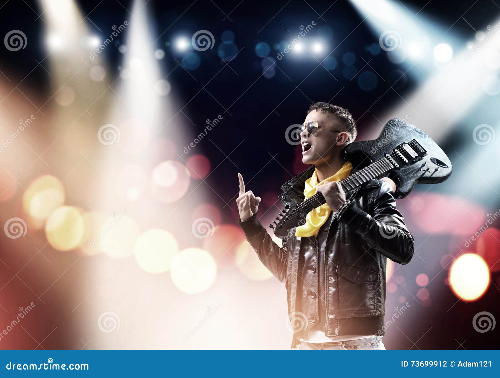 Rock star on stage stock photo. Image of entertainment - 73699912