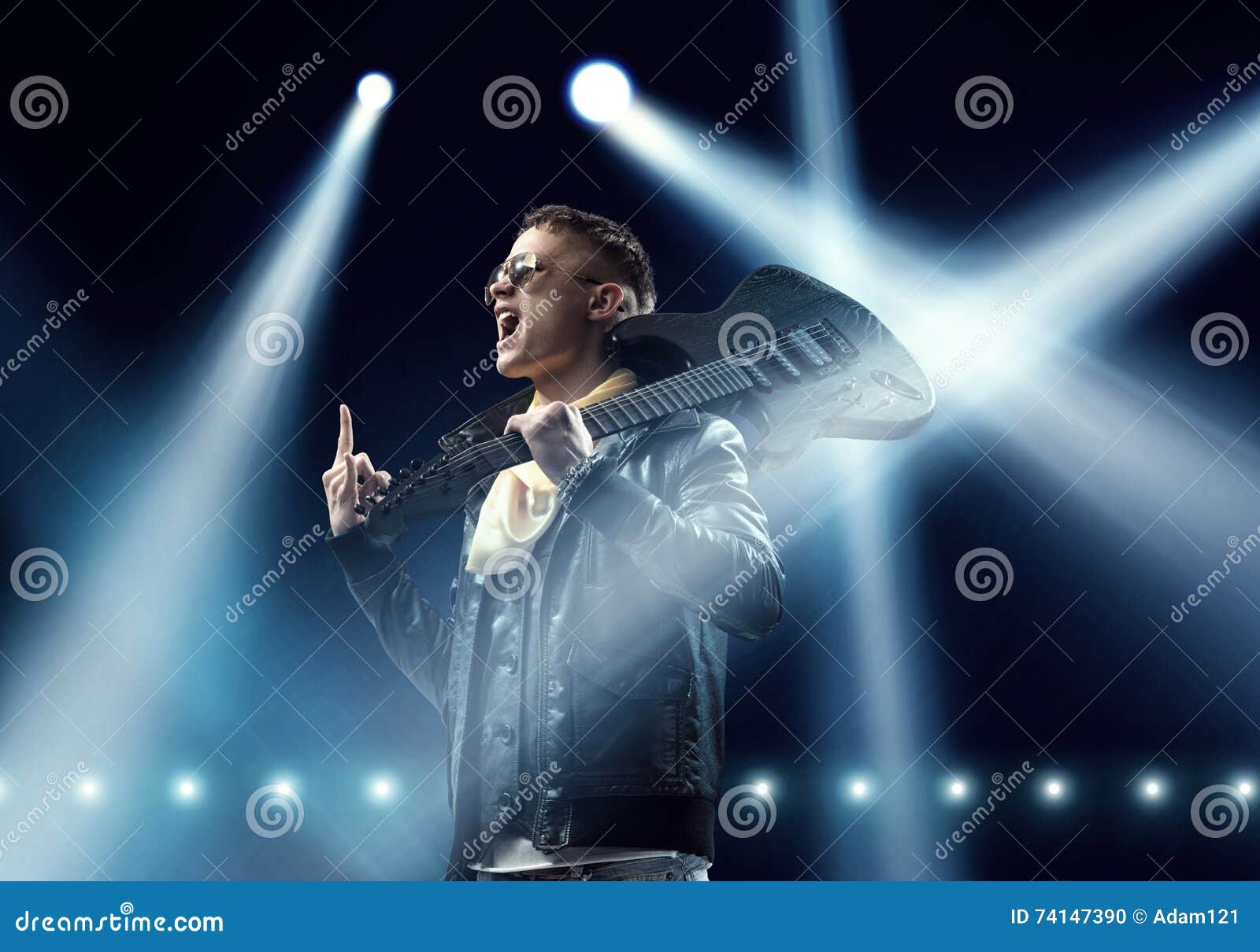 Rock star on stage stock photo. Image of rock, musician - 74147390