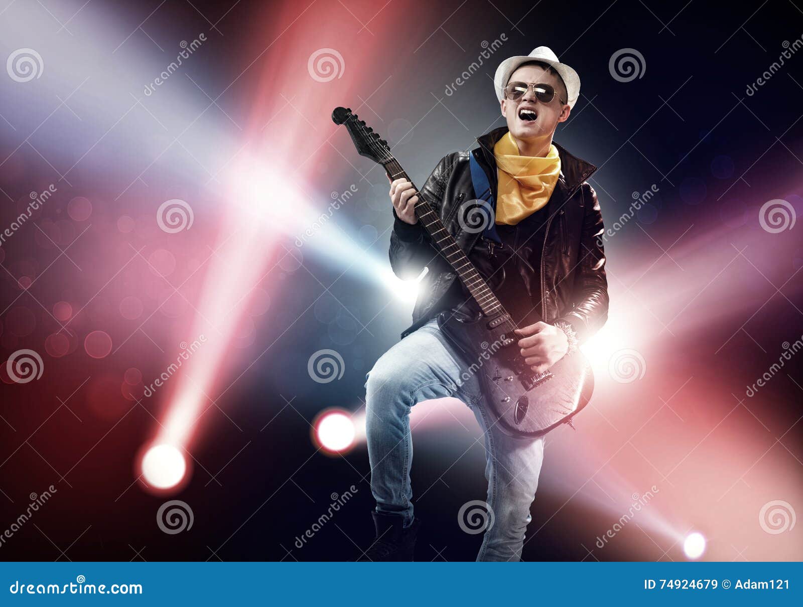Rock star on stage stock image. Image of musical, concert - 74924679