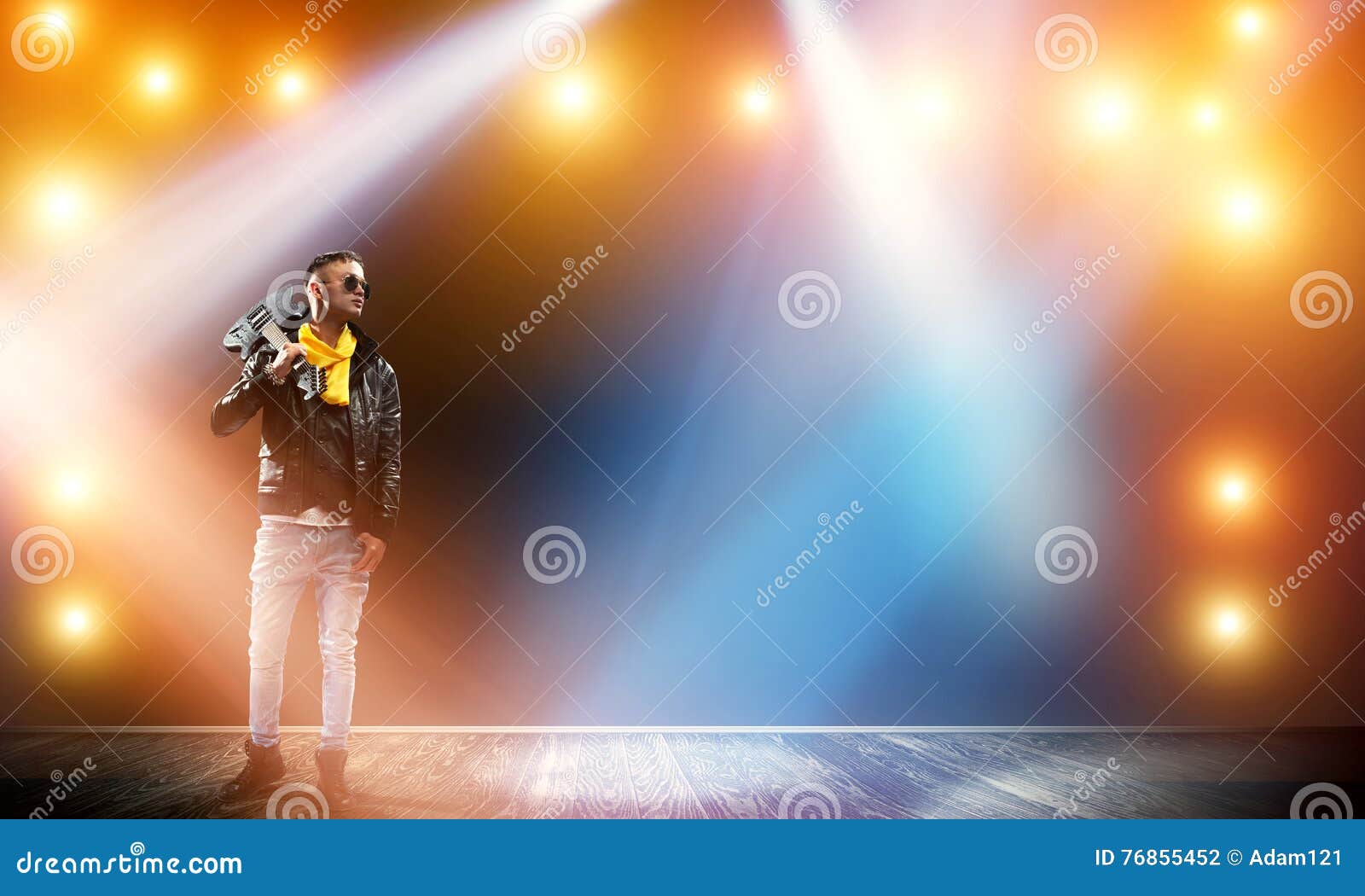 Rock star on stage stock photo. Image of guitar, rocker - 76855452