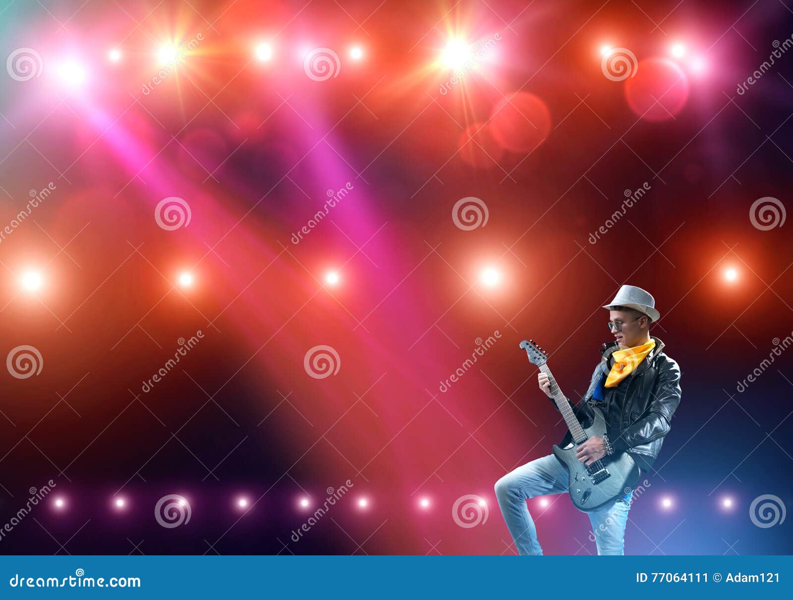 Rock star on stage stock image. Image of rock, electric - 77064111
