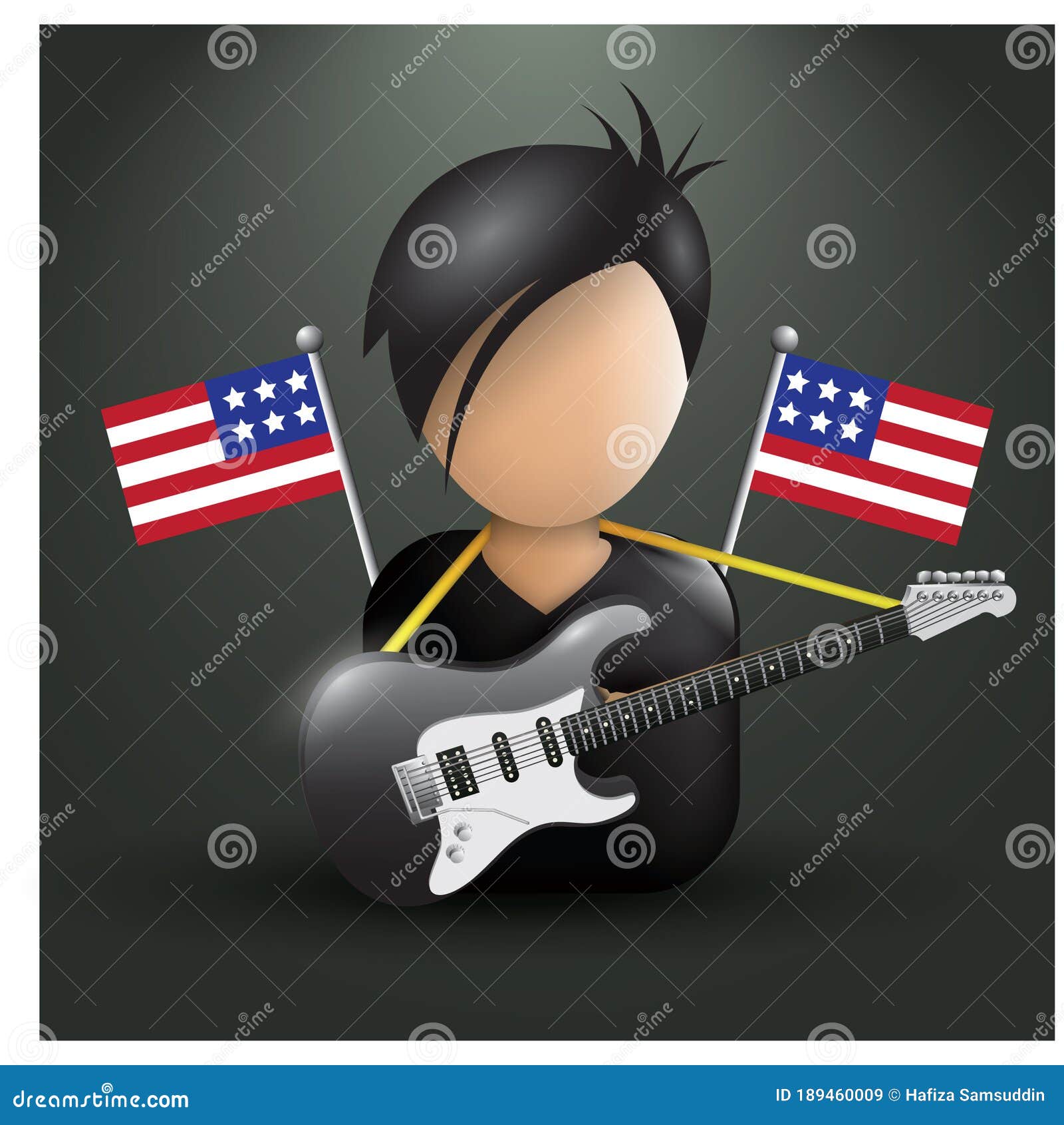 Rock Star with Usa Flags. Vector Illustration Decorative Design Stock ...