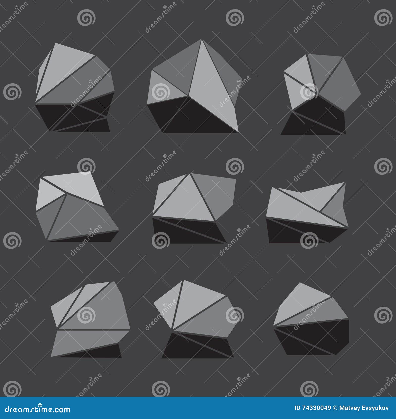Rock Stone Isometric View Set 3d Flat Style Stock Illustration ...