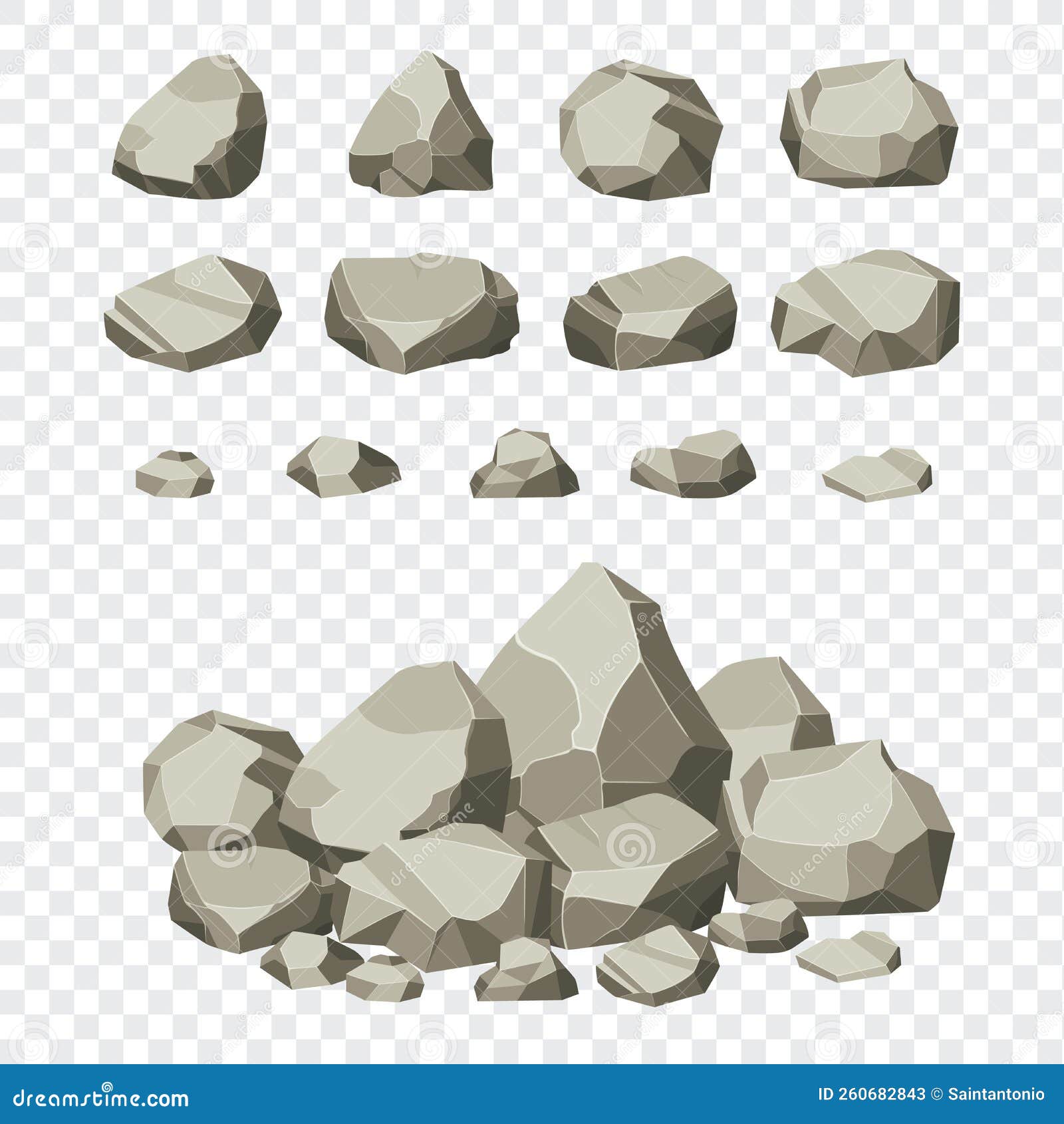 Rock and Stones Set. Different Shape Boulder Collection Stock Vector ...