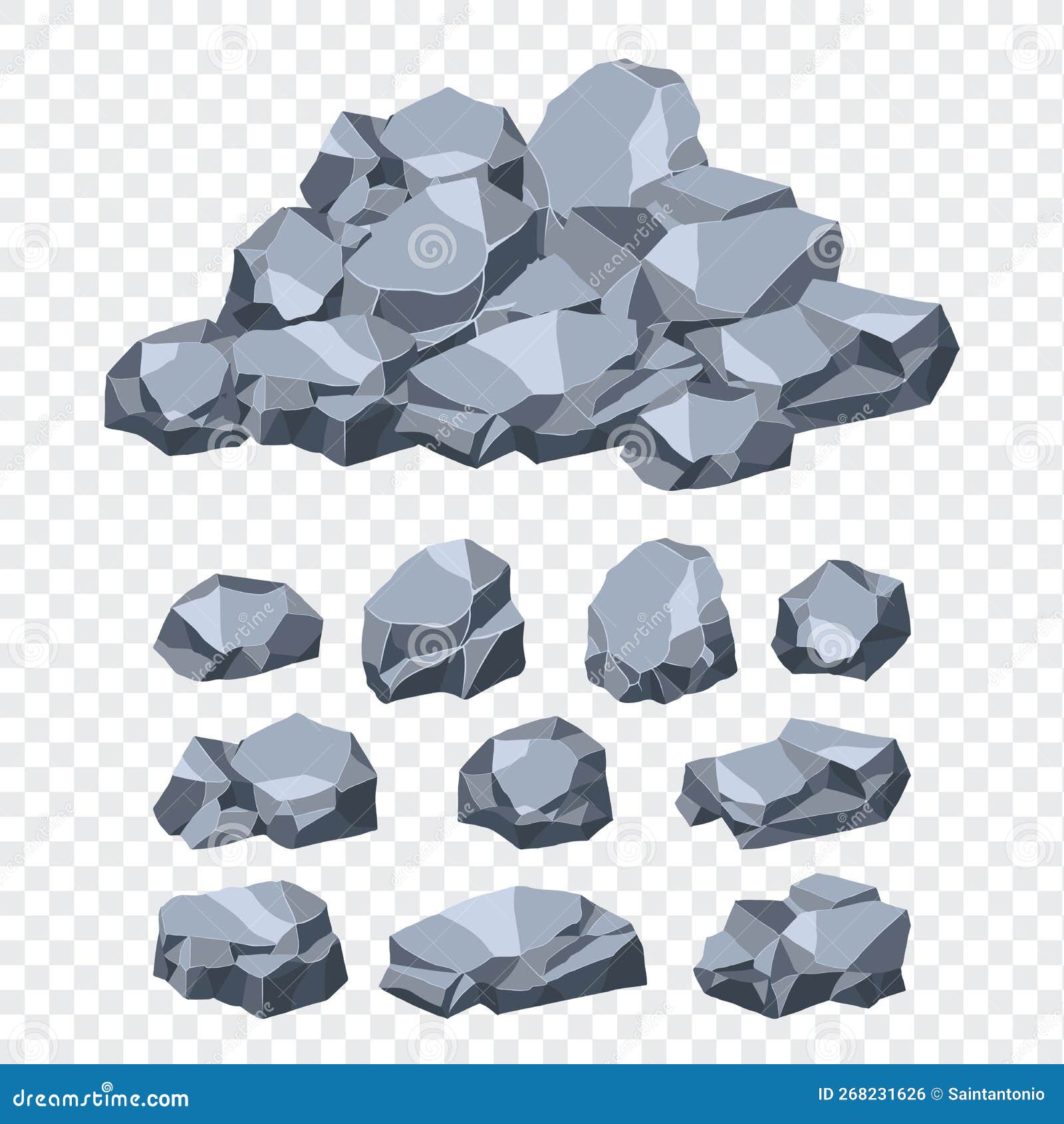 Rock and Stones Set. Different Shape Boulder Collection Stock Vector ...