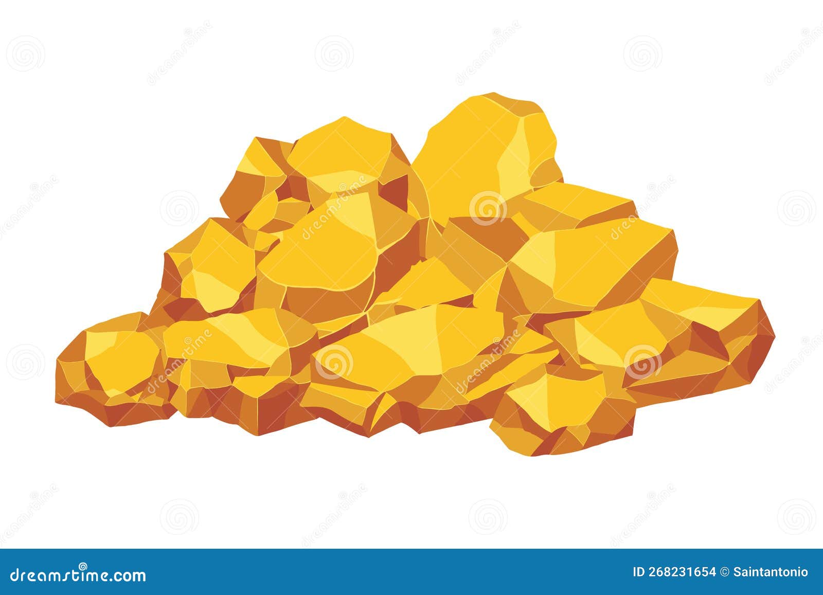 Rock and Stones Set. Different Shape Gold Boulder Collection Stock ...